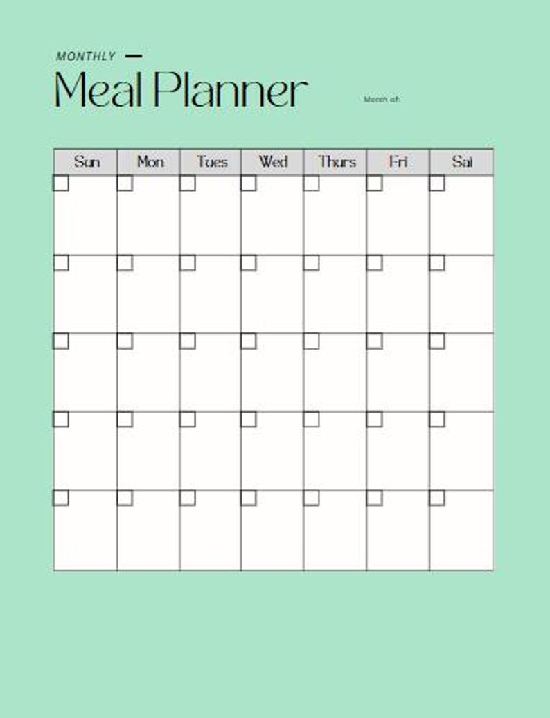 Monthly Meal Planner Bundle | Breakfast, Lunch, Dinner, Snack Planner ...