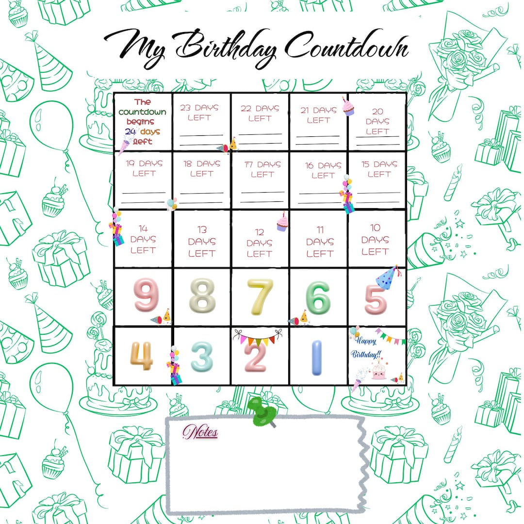 Printable Birthday Countdown Calendar and Planner - Etsy