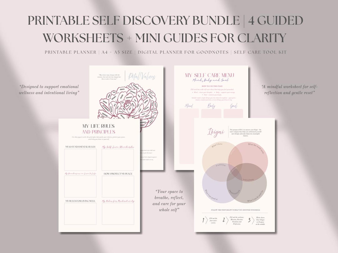 Self Love & Personal Growth Worksheets| Printable Self Care Journal ...