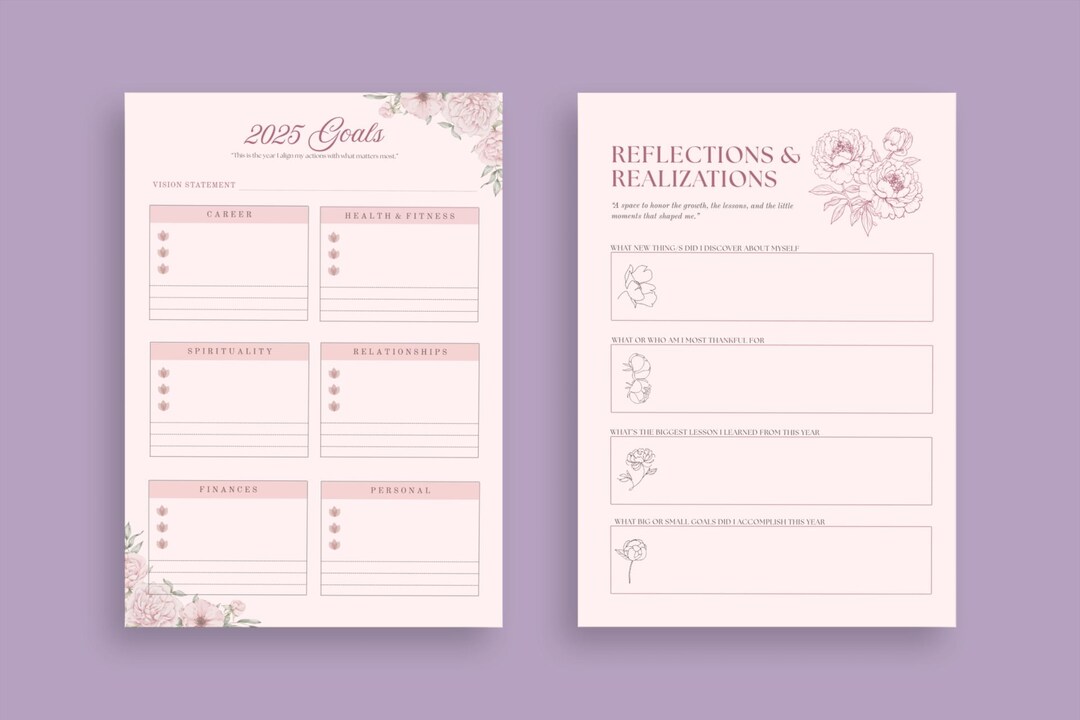 2025 Goal Setting & Reflection Printable Set | Intentional Planning ...