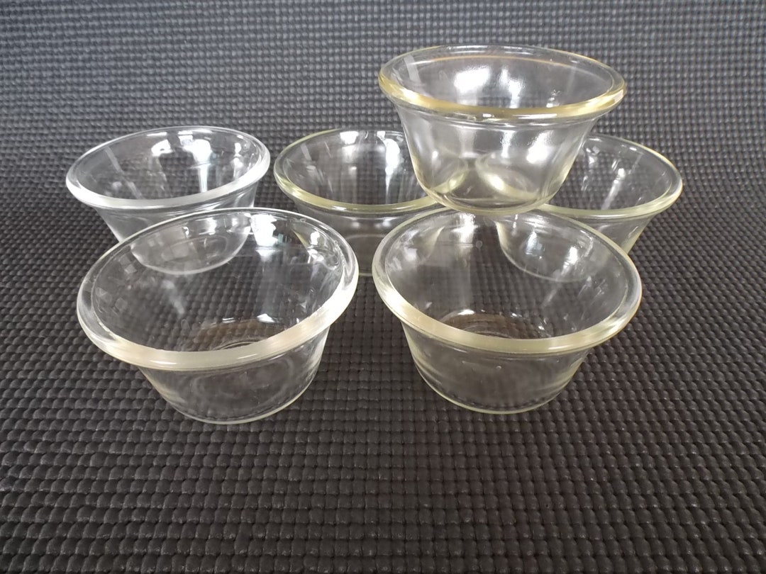 Set of 6 or 4 Vintage Pyrex 414 Custard Cups, Pyrex 5 Ounce, Clear ...