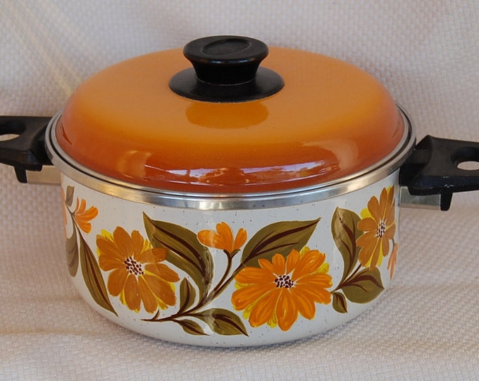 Vintage Enamel Pot JMP Capri Spain 3 Quart Enamel Pan With Lid - Etsy