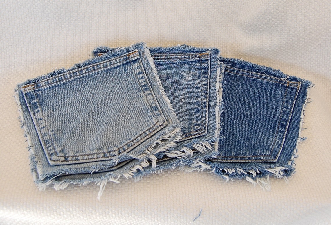 Set of 4 Denim Pocket Coasters, Chose Black Jeans or Blue Jeans ...