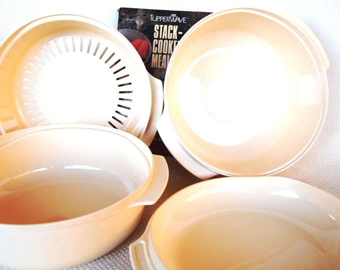 Vintage Tupperware Tupperwave Stack Cooker With Cookbook 5 Pieces Ca ...