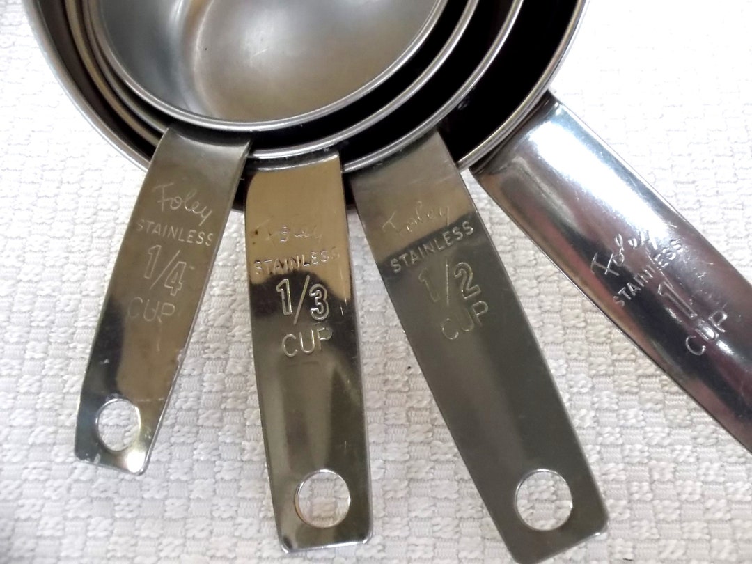 Set of 4 Vintage Foley Stainless Steel Measuring Cups Foley Script ...