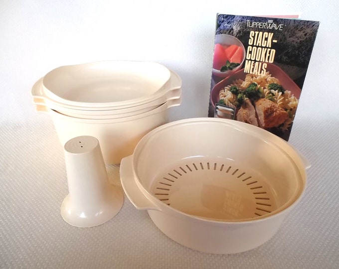 Vintage Tupperware Tupperwave Stack Cooker With Cookbook stack Cooked ...