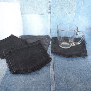 Set of 4 Denim Pocket Coasters, Chose Black Jeans or Blue Jeans ...