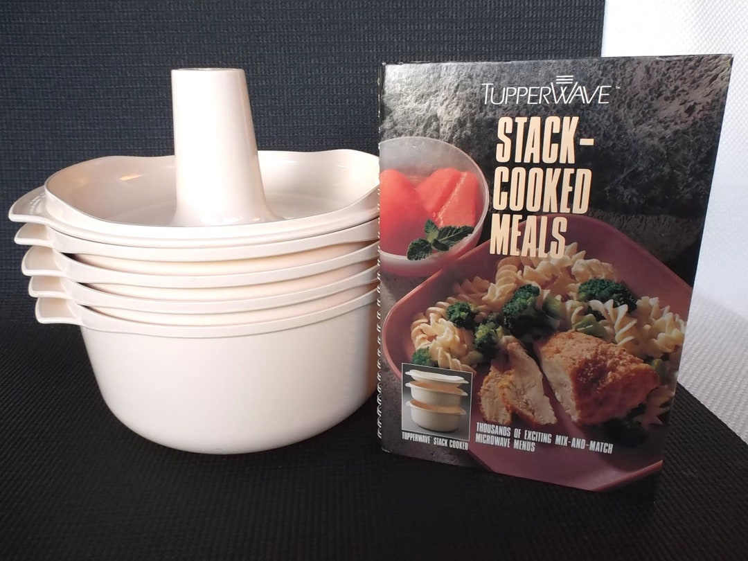 Tupperware Tupperwave Stack Cooker and Cookbook Stack Cooked Meals 7 Pc ...