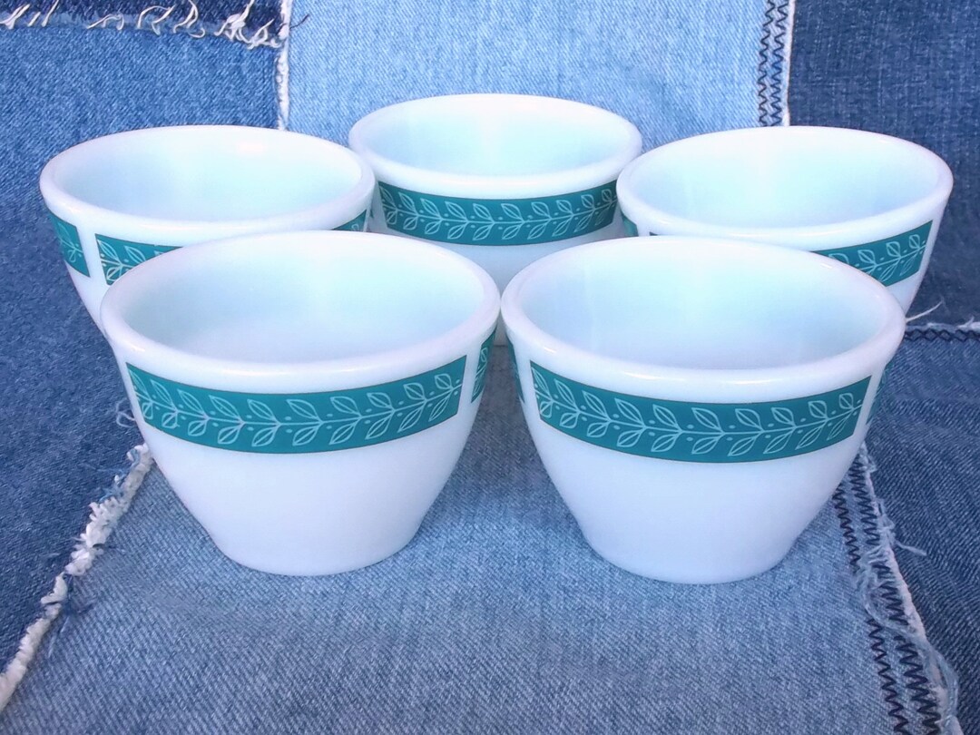 Set of 5 Corning Custard Cups Pattern is Turquoise - Etsy