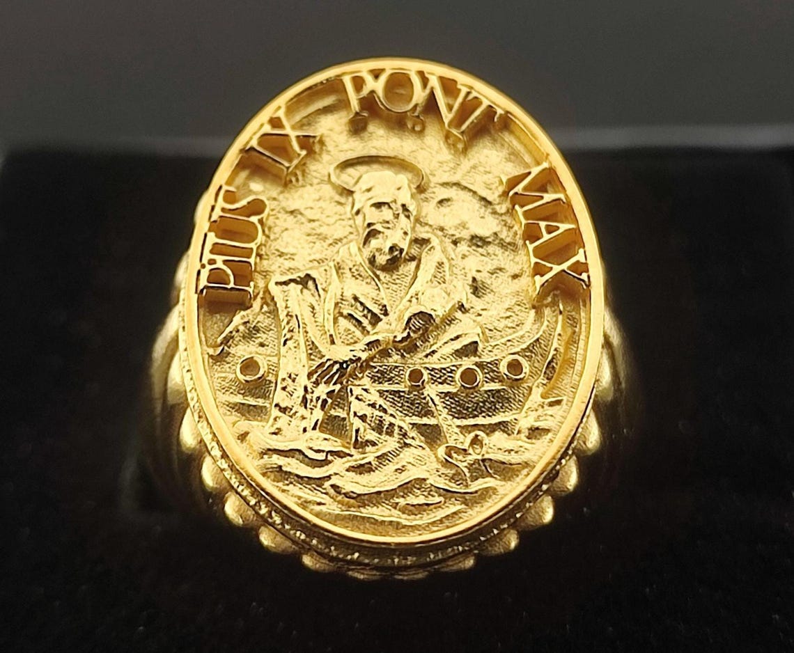 Custom Pope Francisco Silver Fisherman Ring • Pope Cross Ring, Saint ...