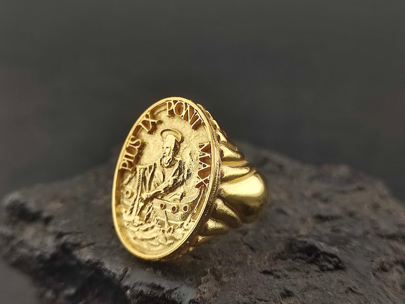 Custom Pope Francisco Silver Fisherman Ring • Pope Cross Ring, Saint ...