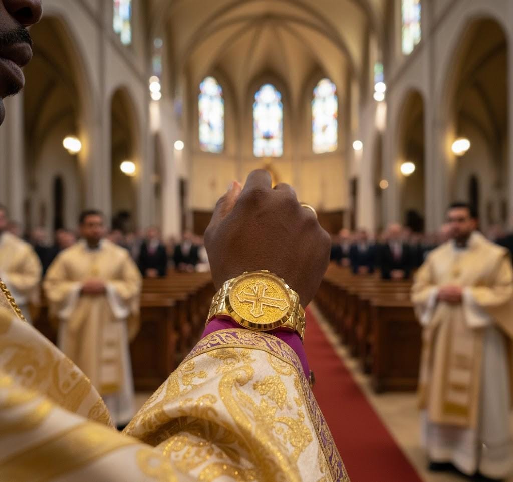 Custom Gold Cross Watch for Men, Hand-crafted Religious Jewelry, 18K ...