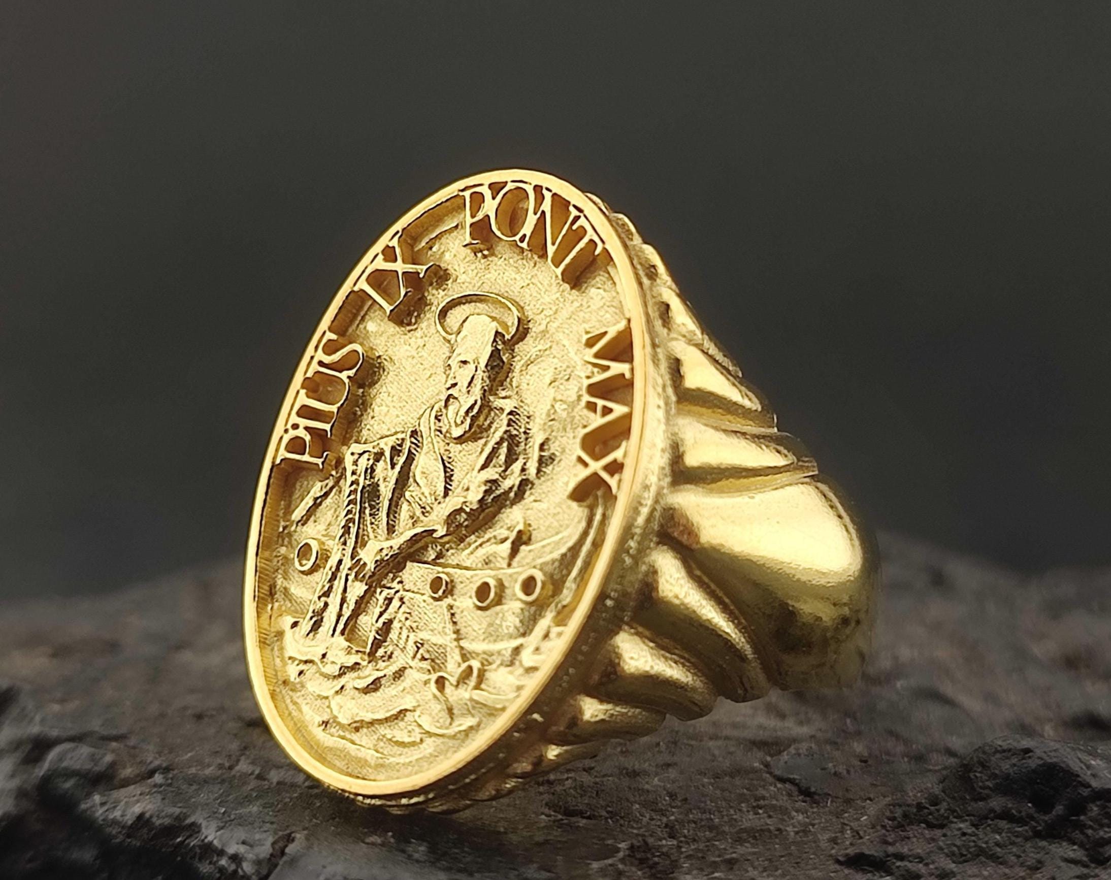 Custom Pope Francisco Silver Fisherman Ring • Pope Cross Ring, Saint ...