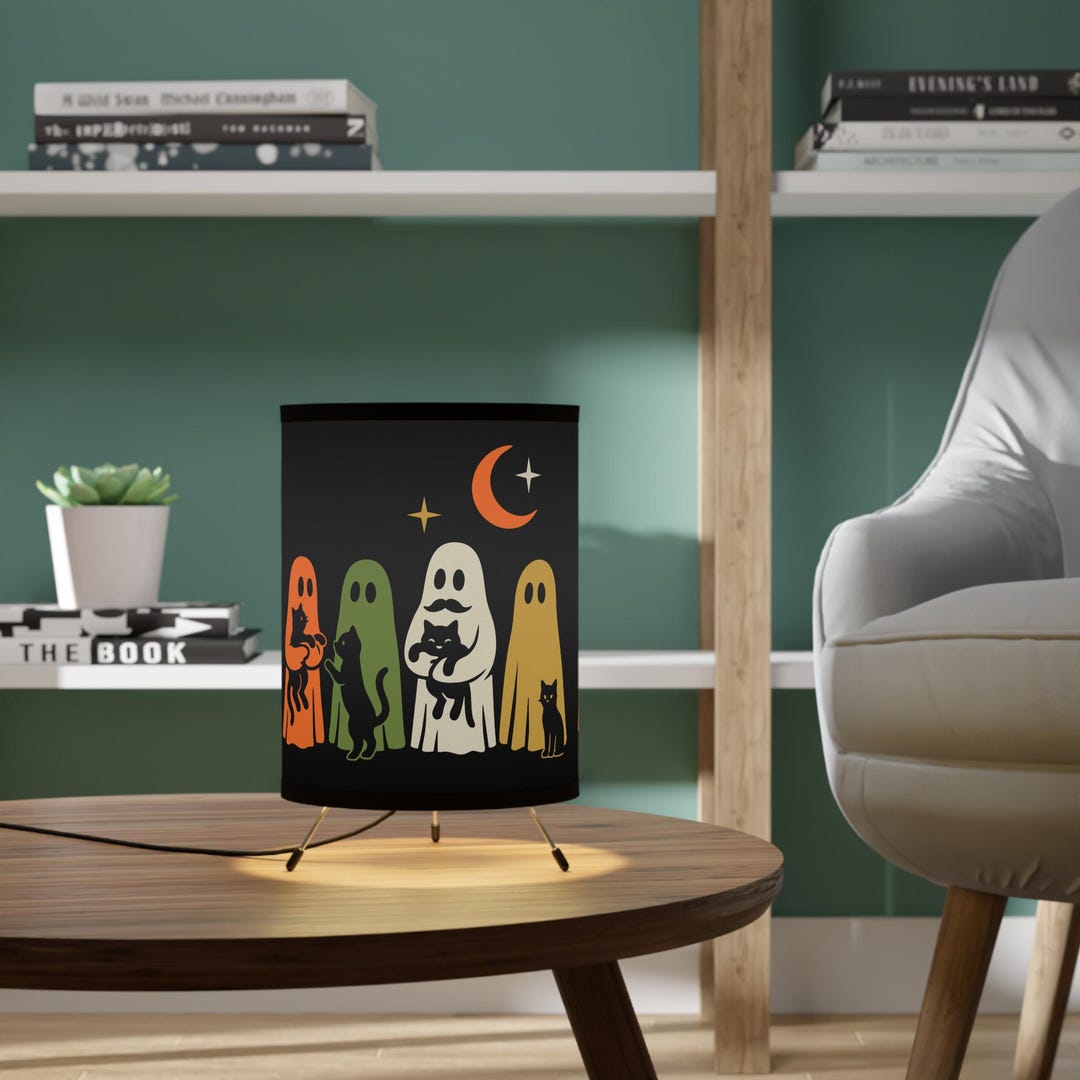 Cute Ghosts Tripod Lamp, Haunted Decor, Halloween Light, Cat Lovers ...