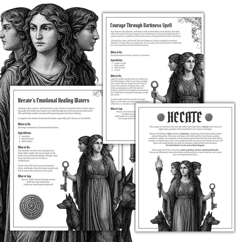 Hekate Grimoire Printable: Triple Moon Goddess of Witchcraft, Hecate ...