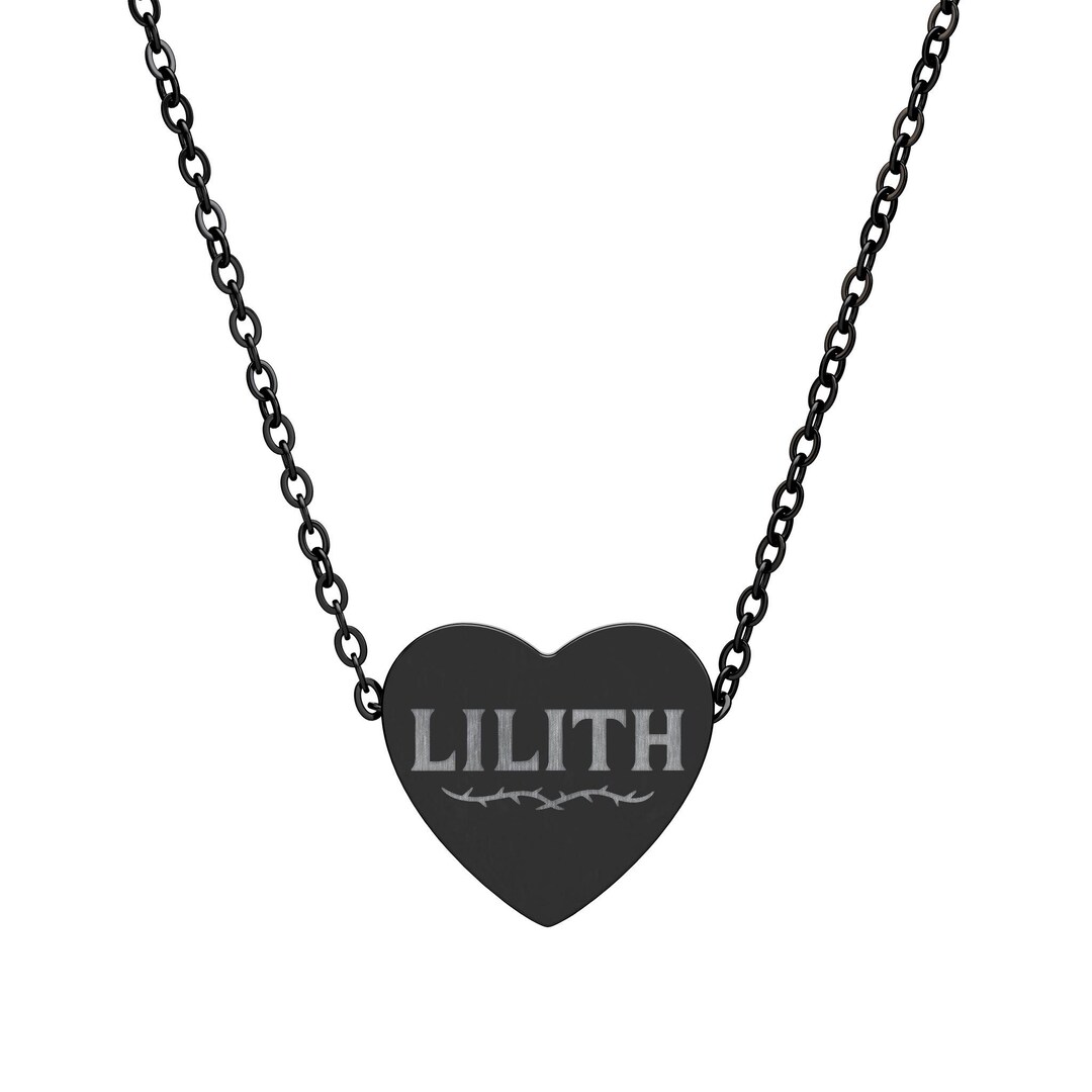 Lilith Heart Pendant Necklace, Engraved Gothic Witch Jewelry - Etsy