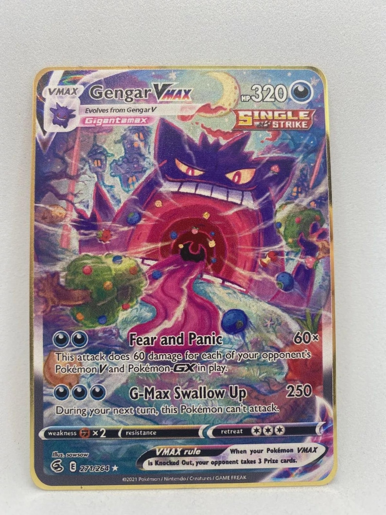 Pokemon Card Gengar Vmax Child Metal Card Gift Gold Metal Child ...
