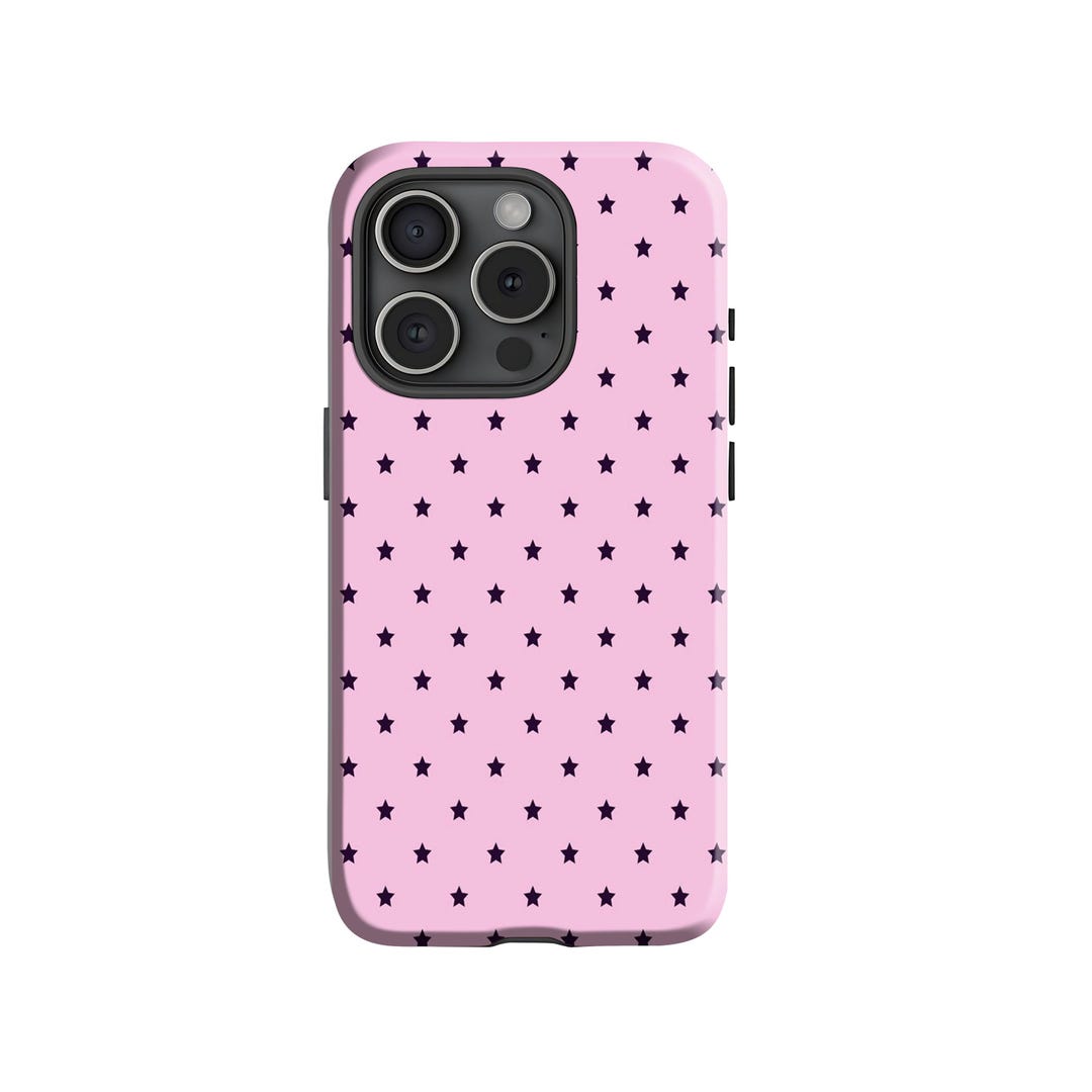 Cute Pink Star-patterned Phone Case, Suitable for iPhone 17, 16, 15, 14 ...