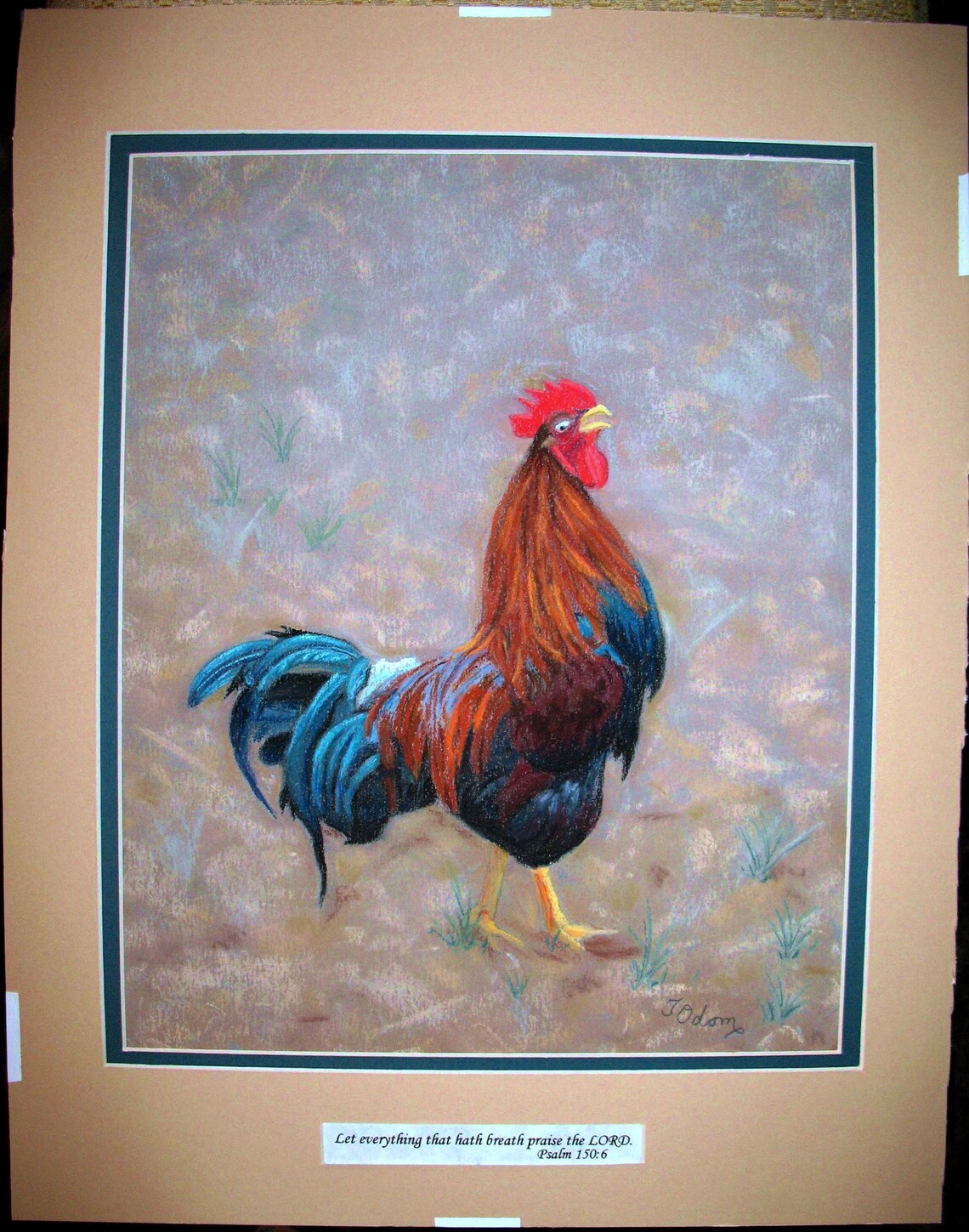 Rooster Crowing Pastel Painting Farm Animals Bible Scripture - Etsy