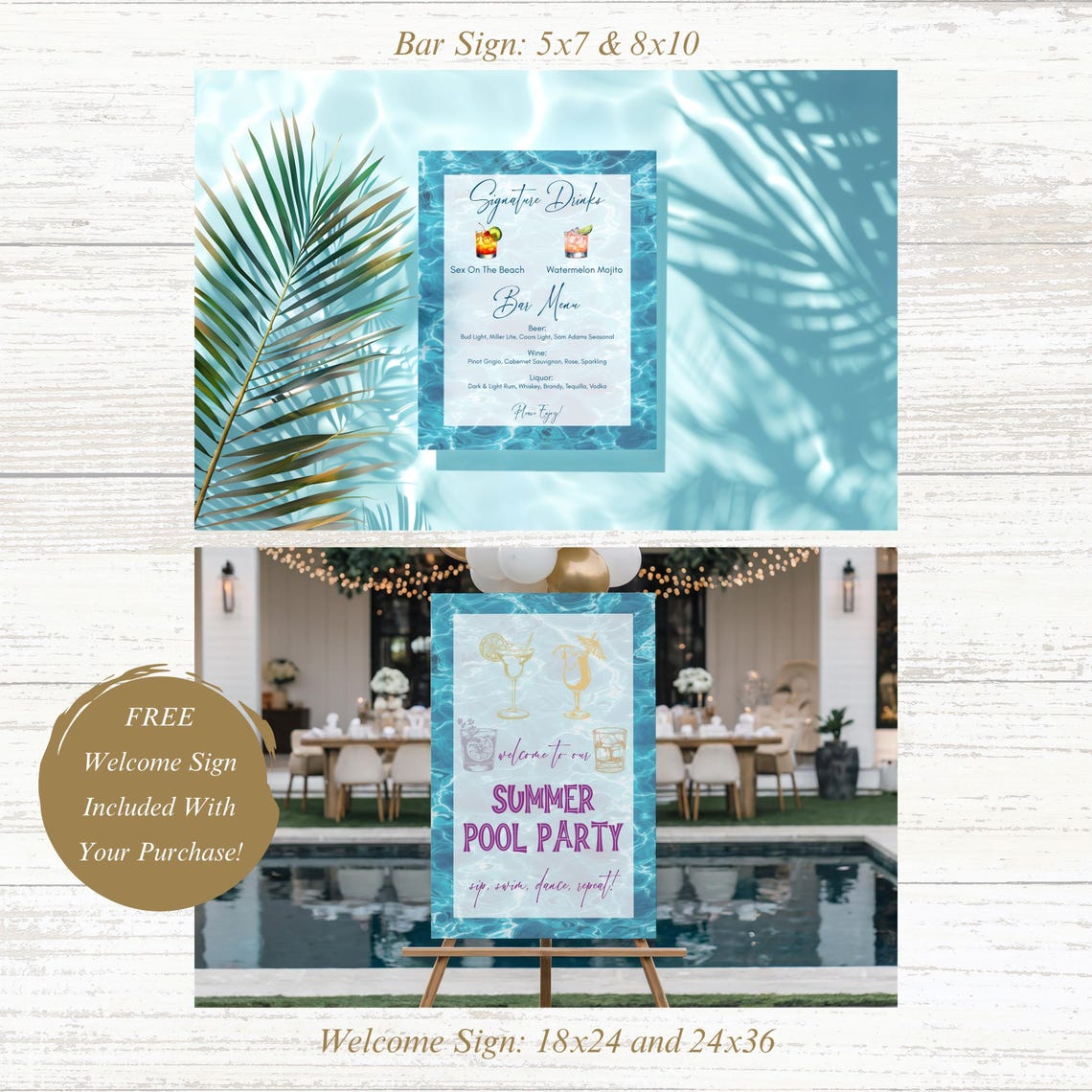 Tropical Bar Menu Sign: Luau Party Cocktails (digital Download, Canva ...