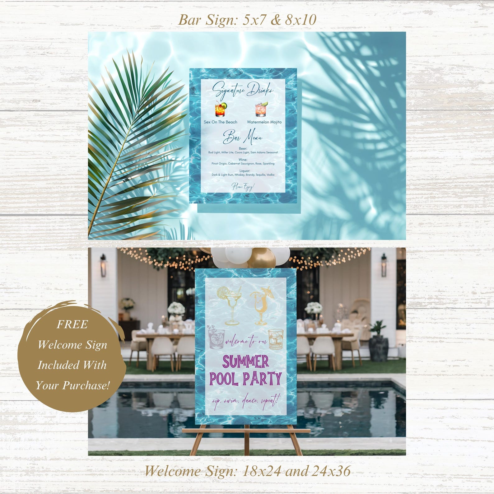 Tropical Bar Menu Sign: Luau Party Cocktails (digital Download, Canva ...