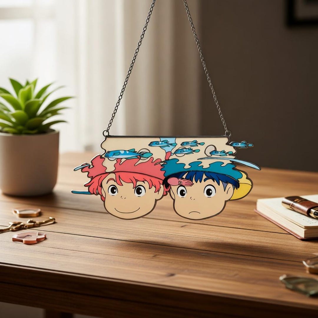 Ponyo & Sosuke Resin Style Suncatcher, Studio Ghibli Inspired Acrylic ...