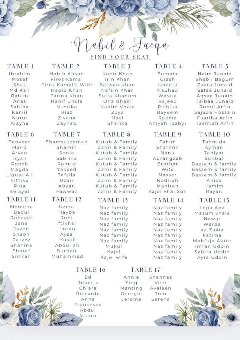 A2 Seating Plan for Any Event - Etsy UK