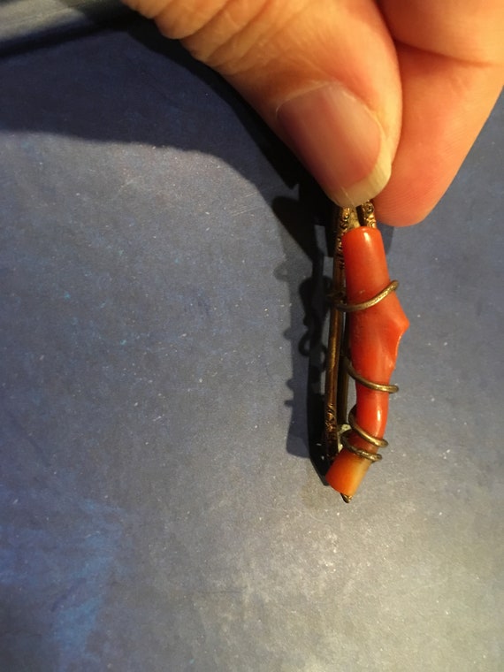 Victorian Branch Coral Gold-Filled Round Brooch/Pin - Gem