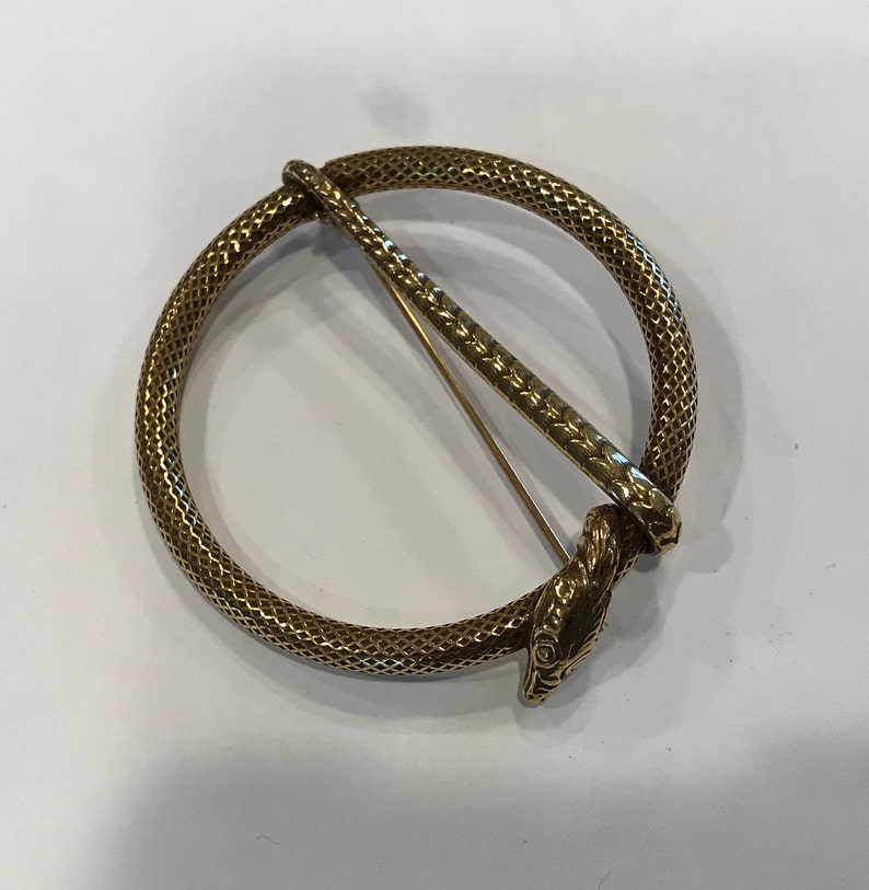 Antique Gold Tone Snake Pin Brooch - Etsy