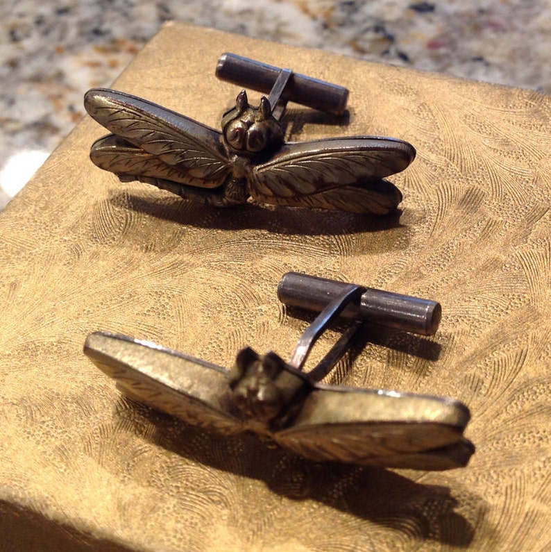 Large Japanese menuki dragonfly cufflinks | Etsy