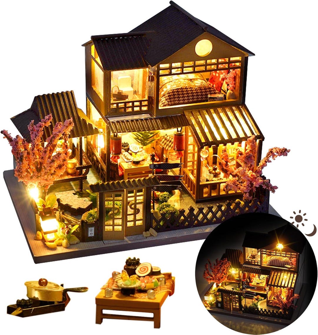 Japanese Tea House Book Nook Kit: DIY Miniature Cherry Blossom Garden ...