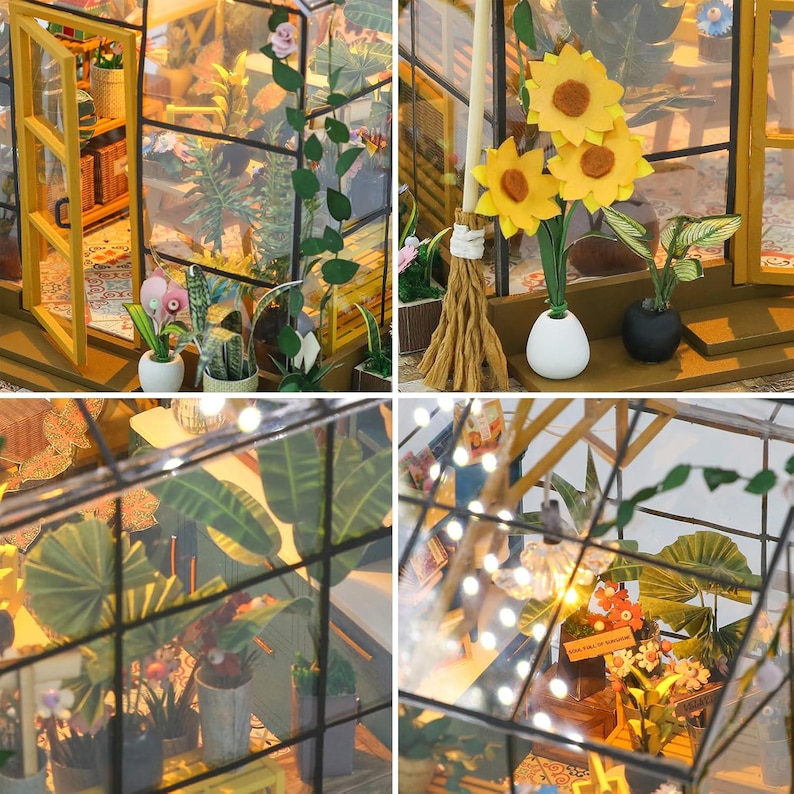 Sunflower Miniature Greenhouse Kit DIY Flower House 1:24 Scale Wooden ...