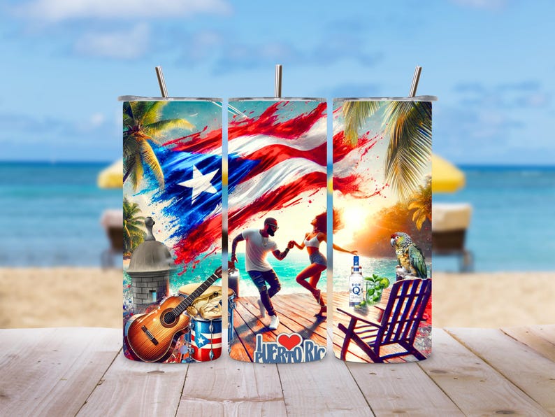 Puerto Rico Pride Tumbler Wrap | 20oz Skinny Tumbler Sublimation PNG ...