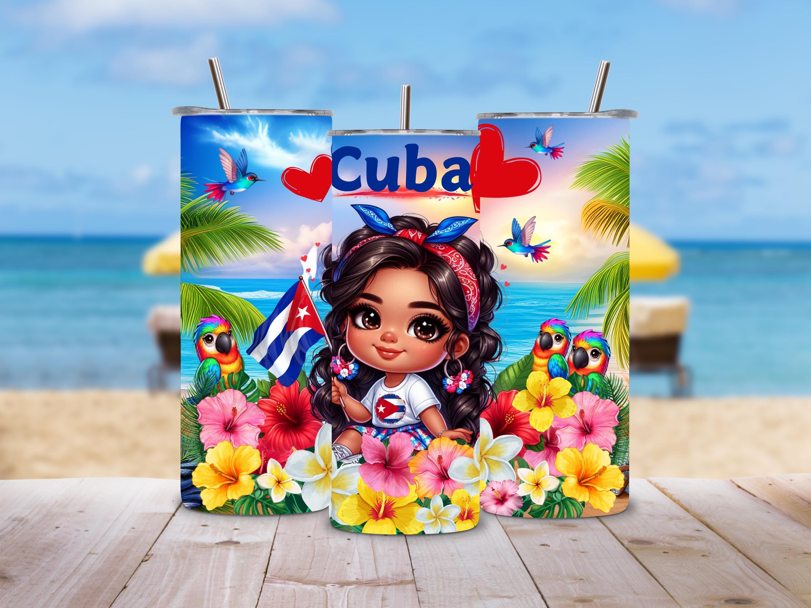 Cute Cuba Girl Tumbler Wrap,20oz Skinny Tumbler Png,tropicalcuban ...