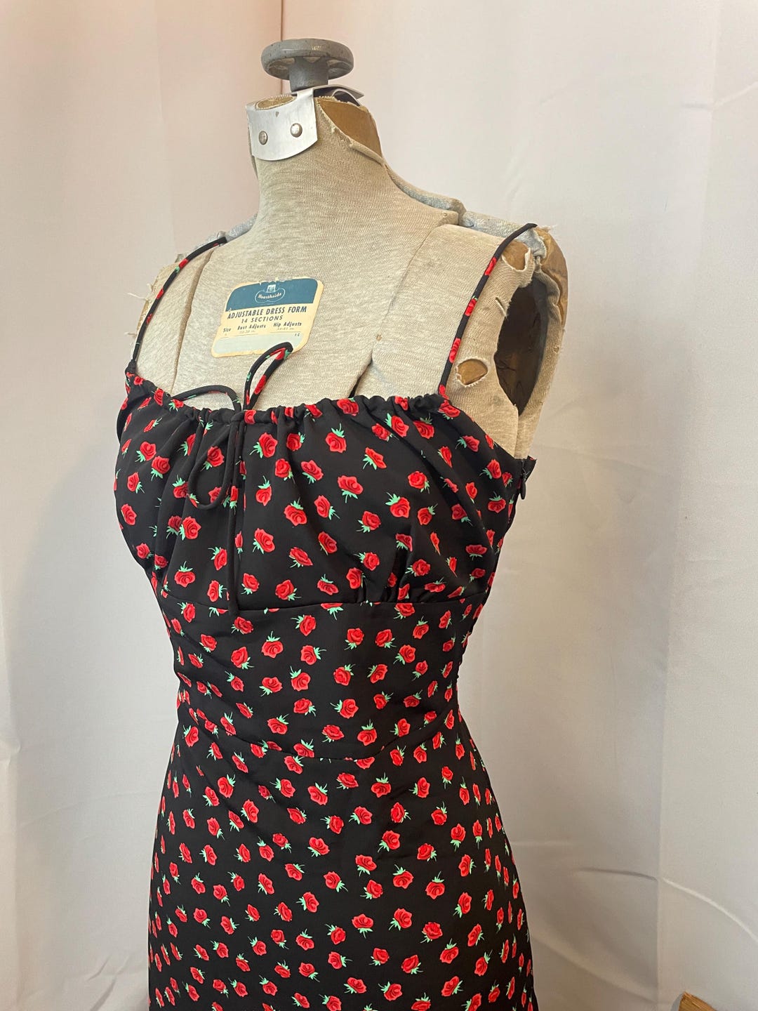 1990s Vintage Midi Dress Grunge Rose Roses Dark Floral Romantic ...