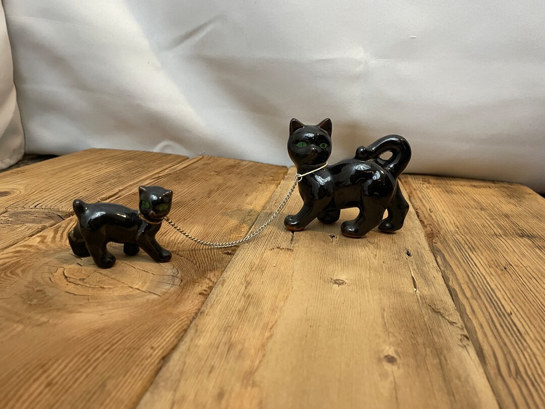 Black Cat Kitten Chained Cats Animal Figurine Halloween Gift - Etsy