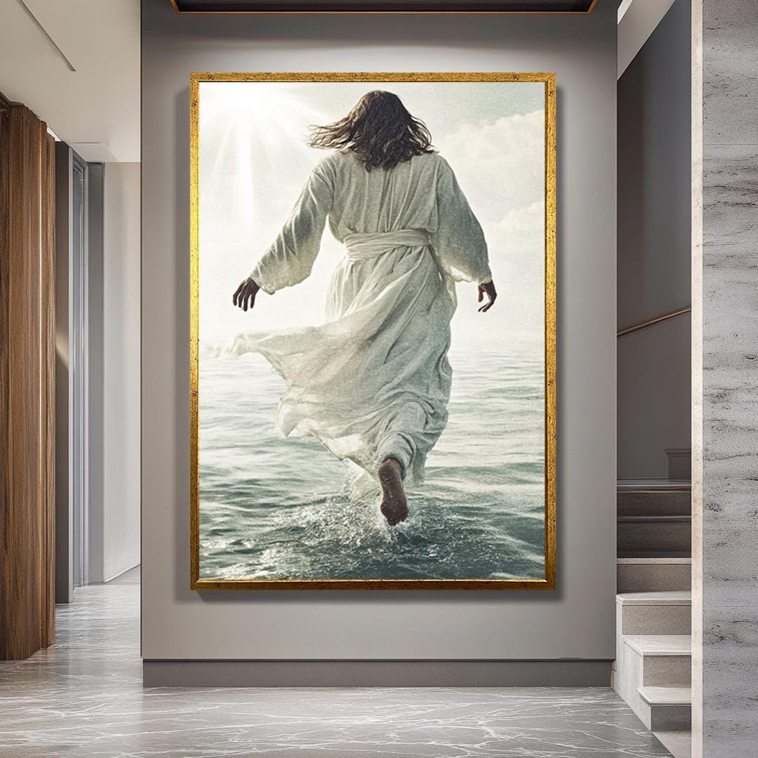 Jesus Walking on Water Spiritual Canvas Wall Art – Divine Light and ...
