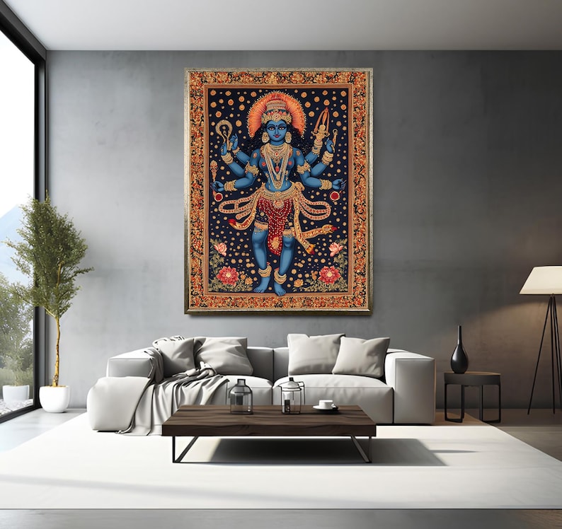 Goddess Kali Canvas Wall Art, Traditional Hindu Deity Print, Spiritual ...