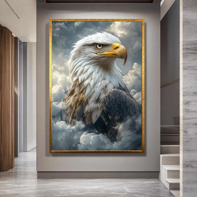 Majestic Bald Eagle Canvas Wall Art – Powerful Realistic Bird Portrait ...