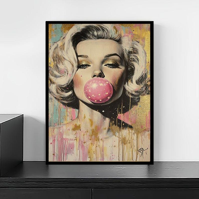 Glam Pop Art Canvas: Marilyn-inspired Gold-accented Portrait - Etsy