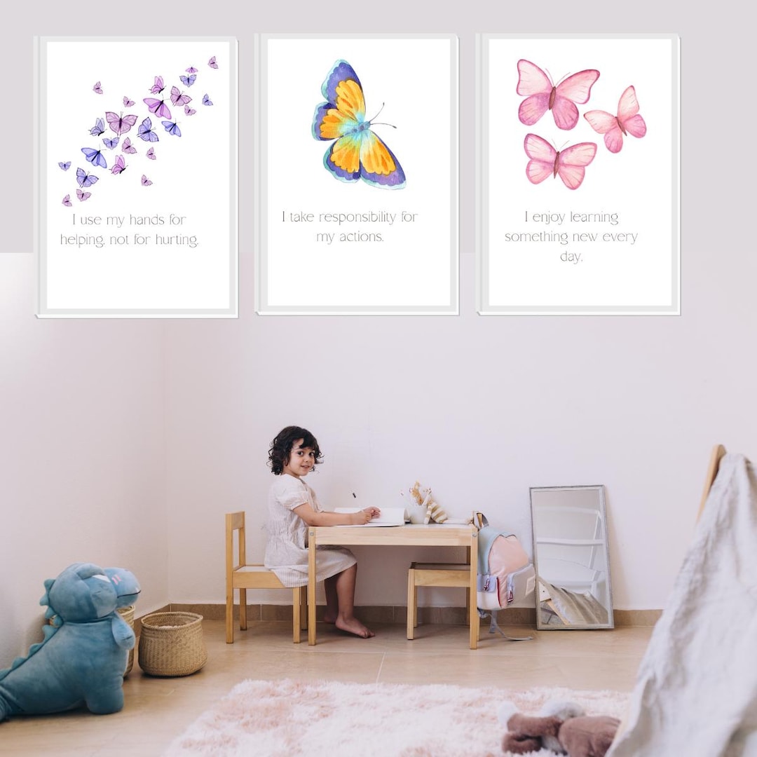 36 Butterfly Affirmation Cards for Kids | Digital Printable A4, Wall ...