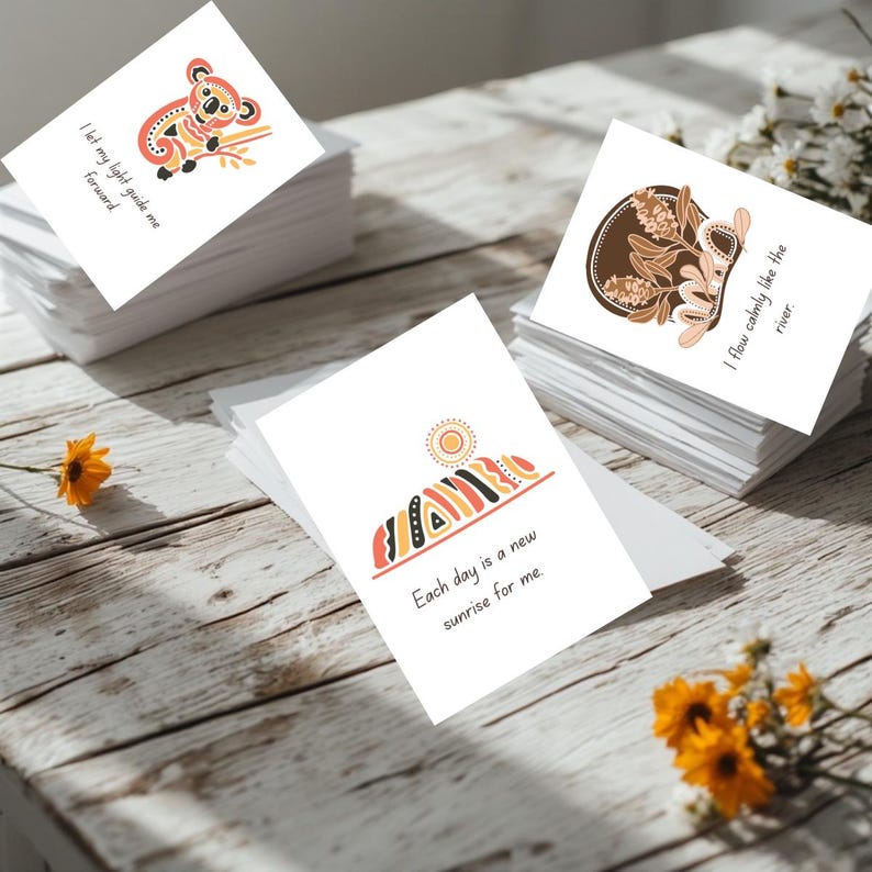 Aboriginal Art Affirmation Cards: Mindfulness & Respect (digital ...