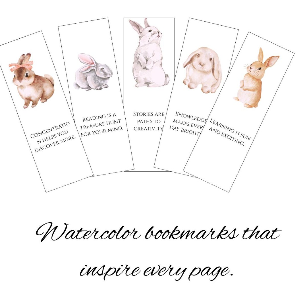 Watercolor Rabbit Bookmarks: Printable Reading Quotes (A4) - Etsy Australia