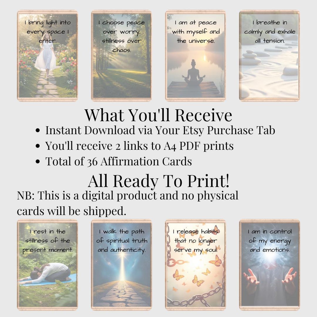 36 Spiritual Affirmation Cards – Mindfulness, Inner Peace, Self-control ...