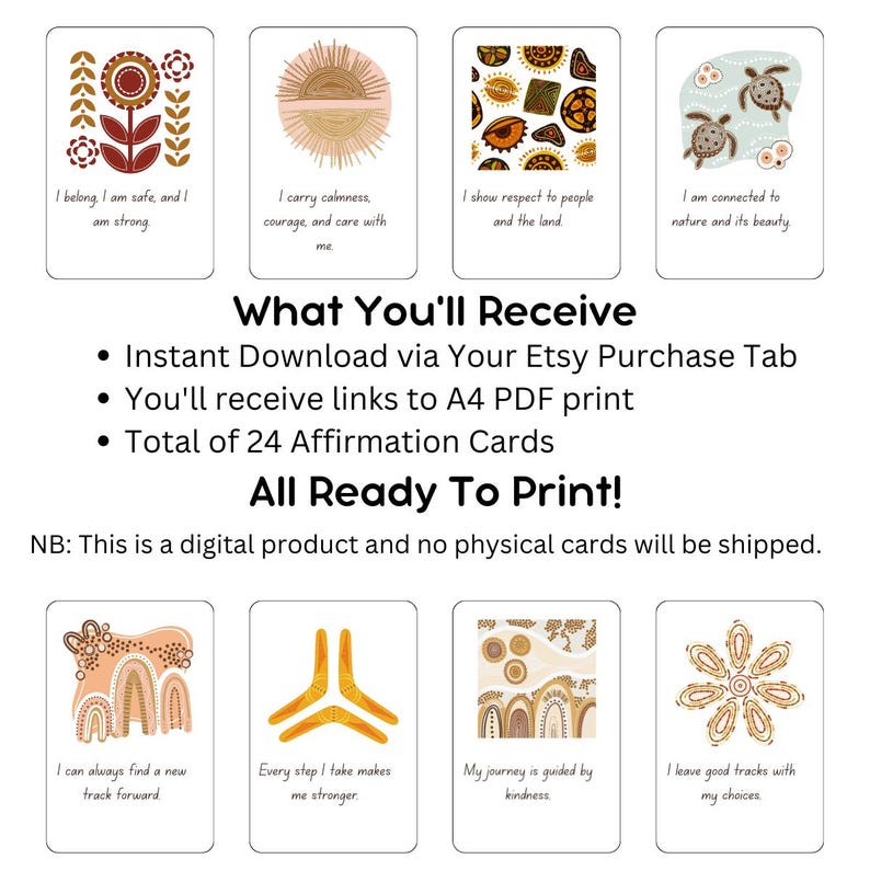 Aboriginal Art Affirmation Cards: Mindfulness & Respect (digital ...