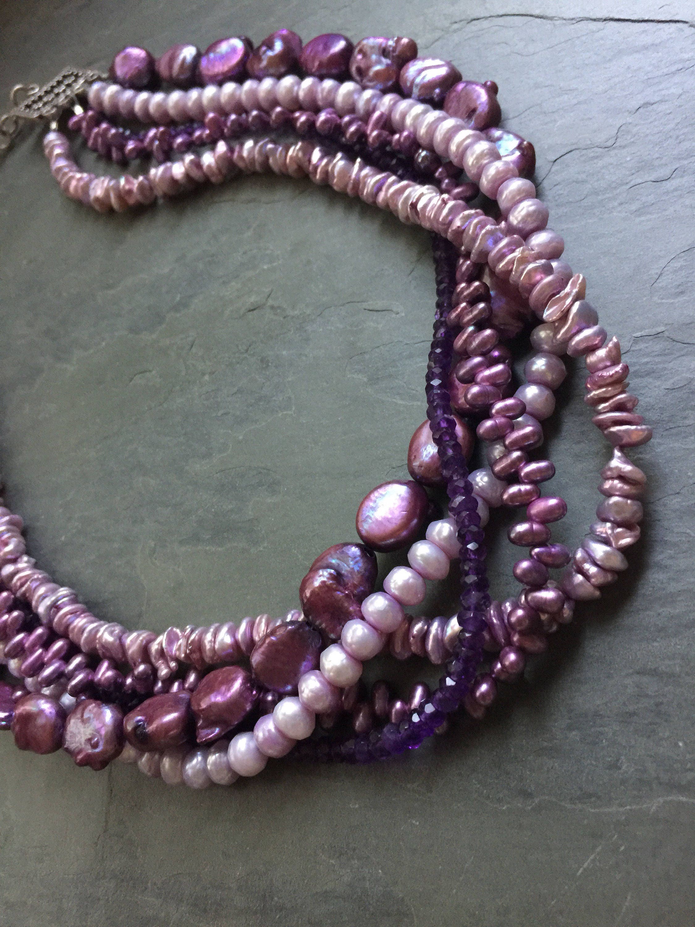 PURPLE PEARL NECKLACE - Etsy