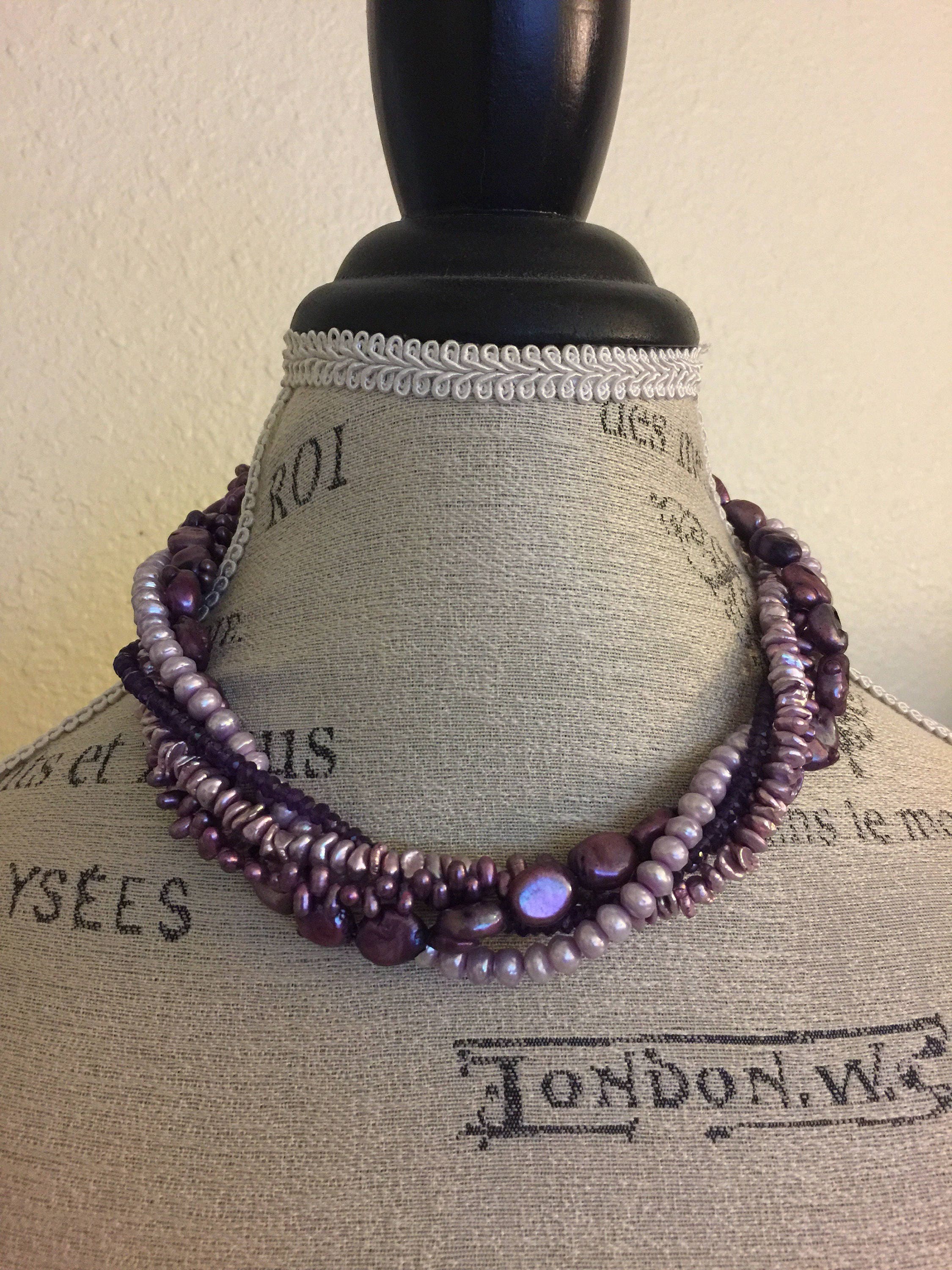 PURPLE PEARL NECKLACE - Etsy