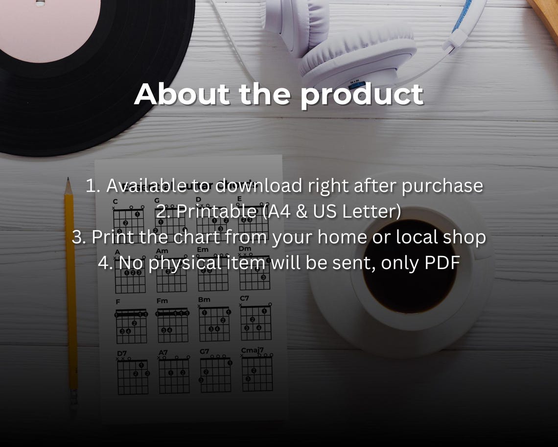 Guitar Chord Chart Printable | Beginner Guitar Chords | A4 & US Letter ...