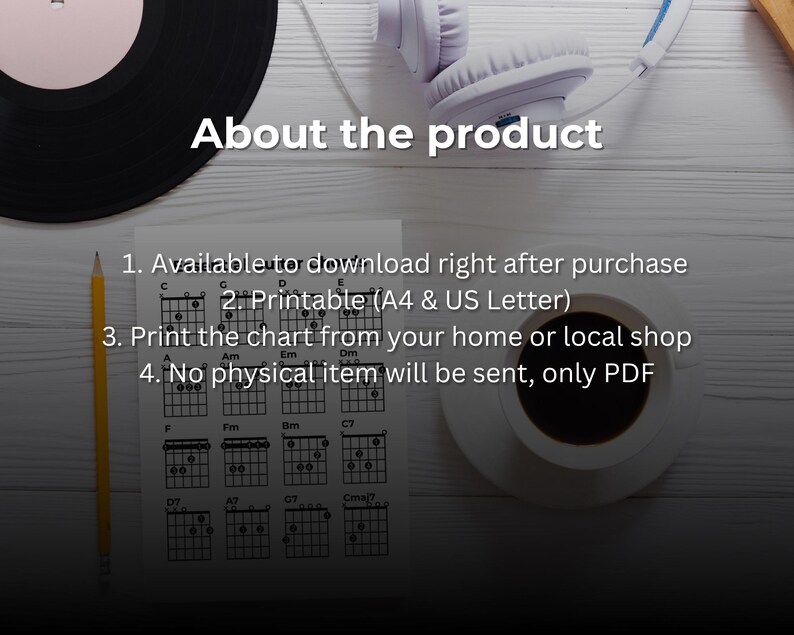 Guitar Chord Chart Printable | Beginner Guitar Chords | A4 & US Letter ...