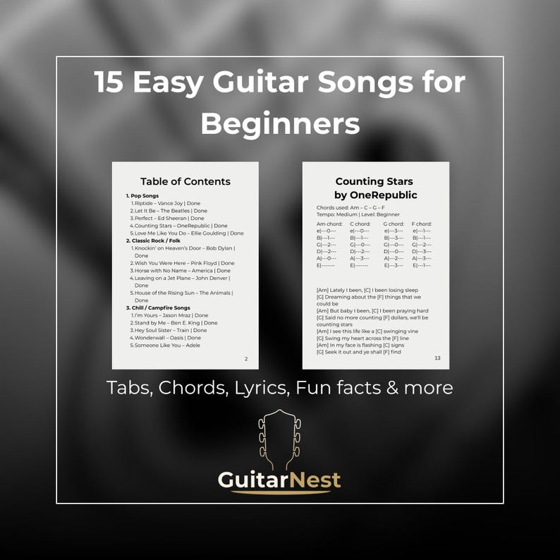 Guitar Chords & Tabs Beginner’s Guide – Easy Song Tutorials With ...